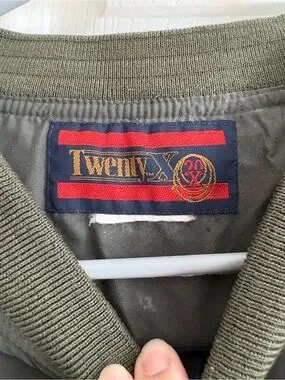 Twenty | Shirts | Twenty Olive Green Crewneck Jacket With Branded Neck ...